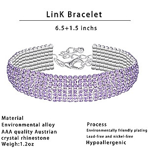 M MIRACULOUS GARDEN 3 Pack Women Rhinestone Crystal Necklace Bangle Bracelet Teardrop Dangle Earrings Jewelry Set for Wedding Party