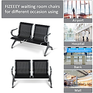 FIZZEEY Waiting Room Chairs, 2 Seat Office Guest Reception Chairs, Waiting Room Bench Furniture for Hospital Bank Airport, Black