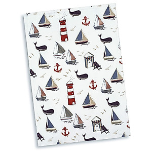 Cackleberry Home Nautical Ocean Kitchen Towels 100% Cotton, Set of 3