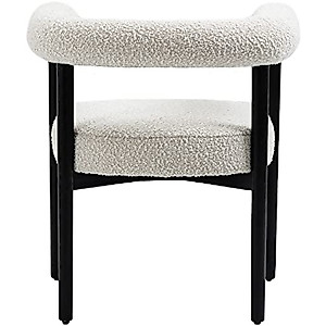 Meridian Furniture 560Cream-C Hyatt Collection Mid-Century Modern Dining Chair with Solid Wood Black Finish, Rich Cream Boucle Fabric, 26.5" W x 22" D x 28" H, Cream