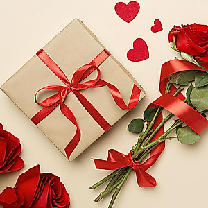 Red Satin Ribbon for Gift Wrapping 3/8 in 25 Yards Red Hair Ribbons for Women Red Gift Ribbons Red Christmas Ribbon Balloon Ribbon Lei for Invitation Floral Red Ribbon for Flower Bouquet