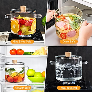 UIEYEE Glass Pot for Cooking on Stove3.5L (118 Oz), Glass Simmer Pot for Stove Top With Lid, glass cooking pot with lid Can Safely Cooking Any Food You Like, Adds Color to Your Kitchen