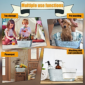 6 Pieces 4 Gallon Large Ice Buckets Beverage Tubs for Parties Galvanized Metal Drink Tin Bins for Beer Wine Champagne Cocktail Cooler for Christmas Halloween Wedding Bar (Silver,Novel)