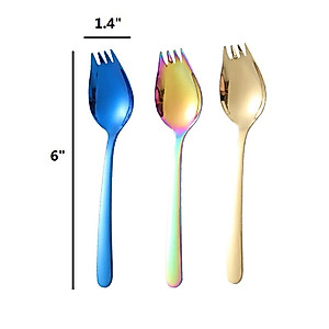 5PCS Rainbow Salad Dessert Fork, Stainless Steel Spaghetti Forks Perfect for Home and Kitchen-15cm (Multicolor)