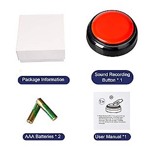DAUH Recordable Button Dog Talking Button Dog Buttons for Communication 30 Seconds Easy Button for Dog or Cat Training Parent-Child Interaction Office Games Creative Gifts (Including Batteries