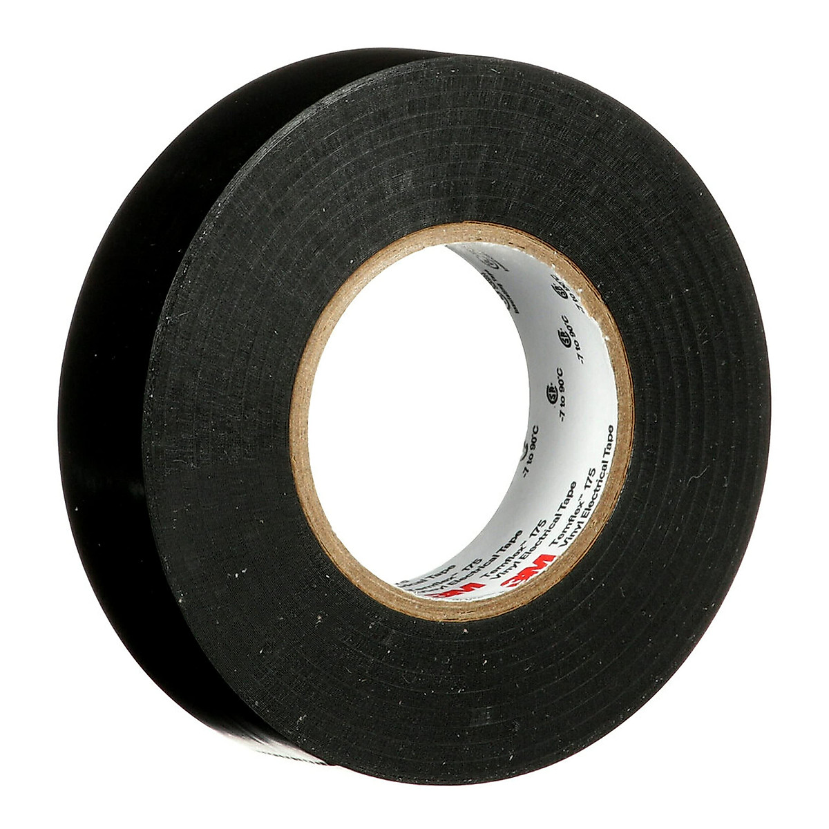 3M Temflex Vinyl Electrical Tape 175, Flame Retardant, Pressure-Sensitive Adhesive, Electrical and Mechanical Protection, Black, 7 mil, 3/4 in x 60 ft, 10 Rolls