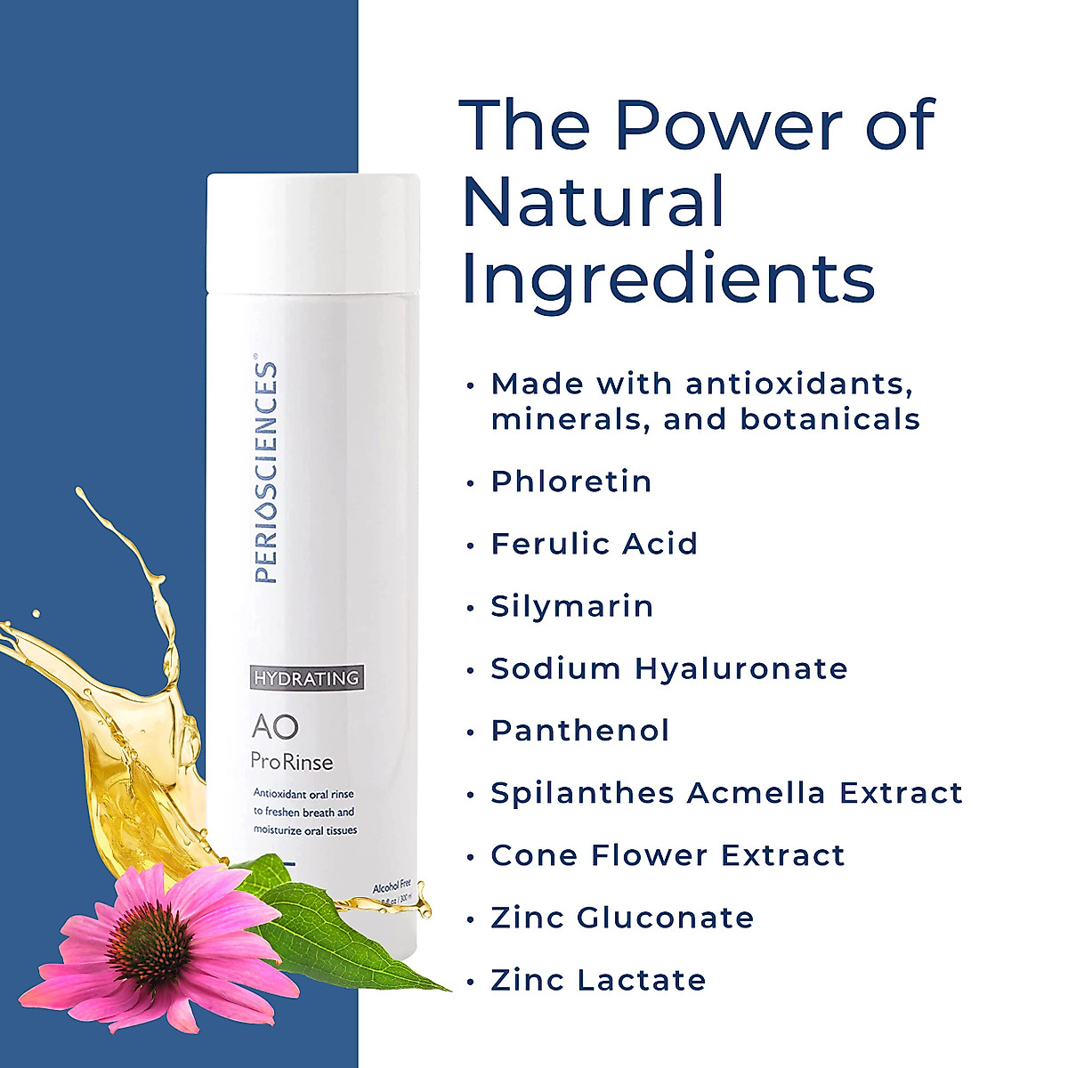 PerioSciences AO ProRinse Hydrating Mouthwash with Antioxidants – Oral Care – Fluoride-Free Mouthwash, 10 Fl Oz / 300ml