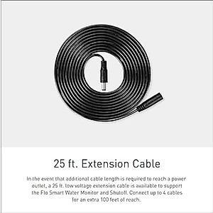 Moen 920-003 Flo Smart Water Monitor and Shutoff 25-ft Extension Cable