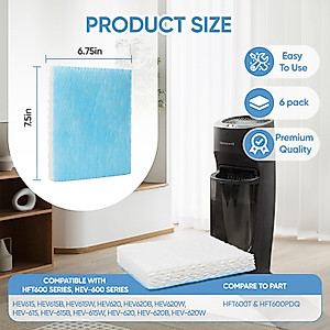 LBLVBNEWD HFT600 6 Pack Humidifier Wicking Filter T Replcement Compatible with Honeywell HEV615 HEV620 Humidifier, Compared to Part HFT600T HFT600PDQ Wicking Filter, Blue
