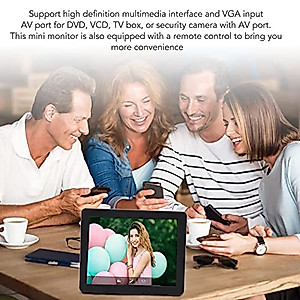 8 Inch TFT LED Monitor, Computer Monitor Support VGA, HD Multimedia Interface, AV, BNC, USB, DC, Mini Monitor with Dual Speakers and Remote Control