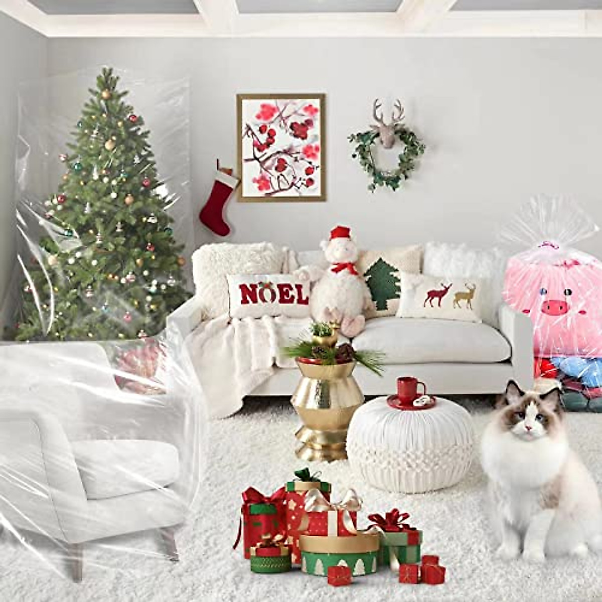 Xsourcer Extra Large Storage Bags, Pack of 12, 32 x 42" Clear Dustproof Space Saving Bag, 1.6 Mil Moistureproof Storage Bag, Waterproof Storage Bag for Dehumidifer, Duvet, Quilt, Plush Toys and More