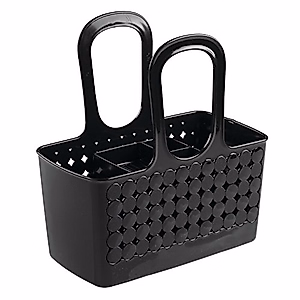 InterDesign Orbz Small Bathroom Shower Tote for Shampoo, Cosmetics, Beauty Products with Divided Compartments – Pack of 4, Black