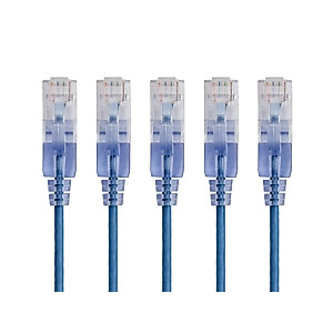 Monoprice Cat6A 20ft White 5-Pk Patch Cable UTP 30AWG 10G Pure Bare Copper Snagless RJ45 SlimRun Series Ethernet Cable
