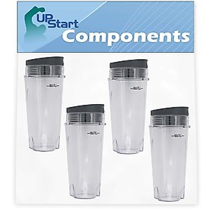 4 Pack UpStart Components Replacement 16 oz Cup for Ninja BL660, BL663, BL740, BL770, BL771, BL772, BL780, BL810, BL820, BL830 Blenders