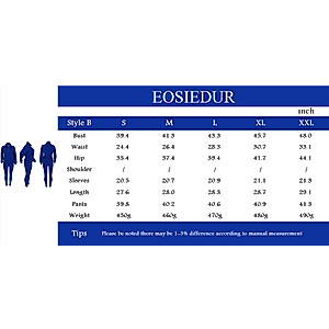 EOSIEDUR Women's Solid Sweatsuit Set Two Piece Long Sleeve Pullover and Waistband Sweatpants Sport Outfits Sets, Blue X-Large