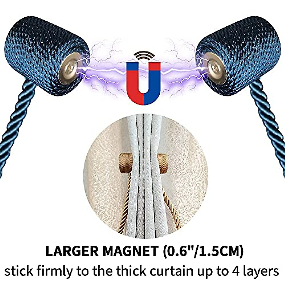 2 Pack Magnetic Curtain Tiebacks Holdbacks Upgraded Stronger Magnet 16 Inch Outdoor Elegant Decorative Clips Tiebacks for Drapes for Home Office Window Treatment (Olive)