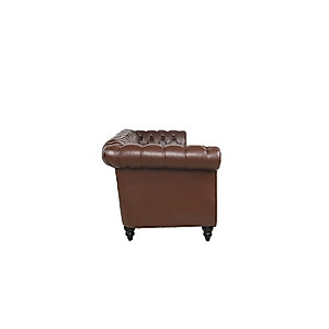 LEVNARY Chesterfield Sofa, Classic Tufted Upholstered Leather Couch, Modern 3 Seater Couch Furniture with Tufted Back for Living Room Office (Dark Brown)