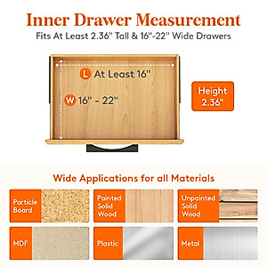 Lifewit 5 Pack Kitchen Drawer Dividers 2.36" High, 16"-22" Adjustable Drawer Organizer for Utensils/Clothes/Makeup, Plastic Expandable Separators in Dresser/Bedroom/Bathroom/Office Storage