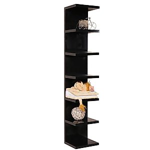 LIANGLIANG Floating Wall Shelves Shelf 7 Layer Bulkhead Against The Wall Display Stand Wood-Based Panel,3 Colors (Color : Black, Size : 87.5x17x13.5cm)