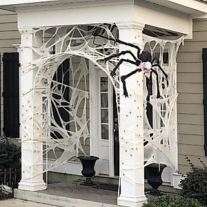 Giant Spider Web Halloween Decorations Outdoor, Stretchy 450 sqft Spooky Spider Web, Cut-Your-Own Flexible Spider Webbing for Halloween Party, Haunted House Outdoor Indoor