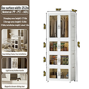 JH Spracely 470L Storage Bins with Lid,Stackable Storage Bins,4-Pack Stackable Storage bin for Closet, Collapsible Closet Organizer with Wheels,Easy to Clean&Assemble