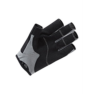 Gill Deckhand Sailing Gloves Short Finger with 3/4 Length Fingers - 50+ UV Sun Protection & Water Repellent - Black M