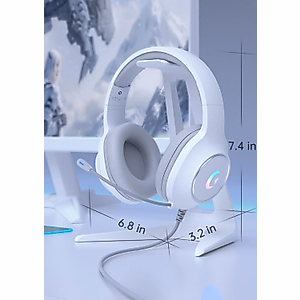 syndesmos CM7002 Gaming Headset for PS5, PS4, PC, Mac, Switch, Xbox Series, Surround Sound RGB Gaming Headphones with Noise Canceling Microphone, 50MM Dynamic Drivers, 3.5MM Audio Jack, Light White