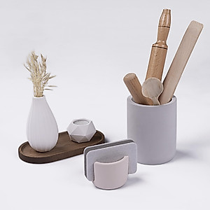 Selegna Diatomaceous Earth Sponge Holder - Drying Rack, Absorbent Stone Kitchen Sink Organizer, Beige (Small)