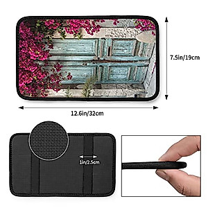 Evealyn Vintage Blue Wood Car Center Console Armrest Cover Car Handrail Box Cushion Handrail Box Armrest Cushion Middle Consoles Protector for Most Car