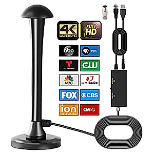 TV Antenna for Smart TV Powerful Best Amplifier Signal Booster up Support 4K 1080p Full HD Smart and Older Tvs 360° Signal Reception with 16.5ft Coaxial Cable
