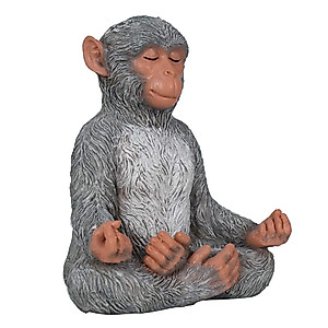 mildahjoy Meditating Zen Yoga Monkey Garden Decorations Statues Indoor Outdoor Hand Painted Resin Animal Yoga Figurine in Zen Meditation Lotus Pose - 9 Inch Tall