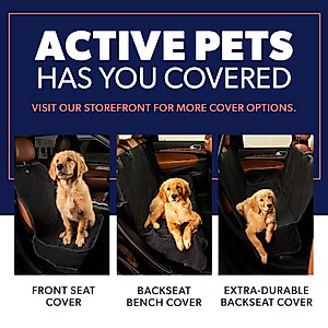 Active Pets Car Seat Cover for Dogs - Standard Waterproof Dog Seat Cover for Back Seat in SUV or Truck - Convertible Pet Hammock & Trunk Protector for Travel - Black