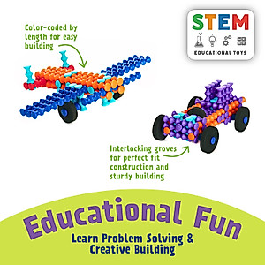 POPULAR PLAYTHINGS Playstix Starter Set Construction Toy Building Blocks 80 Piece Kit