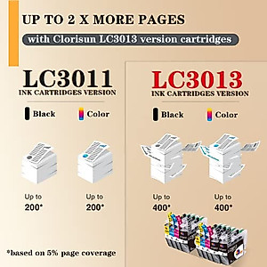 Clorisun Compatible Ink Cartridge Replacement for LC3013 3013 LC3011 3011 Color Ink Cartridges, for Brother MFC-J487DW MFC-J491DW MFC-J497DW MFC-J690DW MFC-J895DW Inkjet Printers, 6 Pack (2C 2M 2Y)