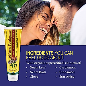 TheraNeem Neem Toothpaste, Cinnamon | Supports Healthy Teeth and Gums and a Fresh Mouth | Fluoride Free, Vegan | 4.23 oz | 2pk