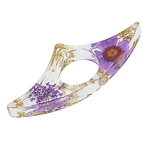 FarBoat Resin Dried Flower Thumb Support for Reading Aid Natural Style Bookmark Page Marker (Fan Shape Purple)