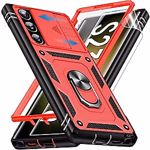 Giyer for Samsung Galaxy S23 Ultra 5G Case with Screen Protector [Military Grade] Heavy Duty Silicone Rugged Protective Cover for Samsung S23 Ultra 6.8" Phone Cases with Ring Kickstand (Red)