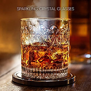 Old Fashioned Whiskey Glasses - Rocks Glasses in Gift Box, Bourbon glass set, Old Fashioned Glass and Scotch Glasses for Men, Whiskey Glass for Cognac, Whisky, Liquor and Cocktail.. (Circle - 2 pcs)