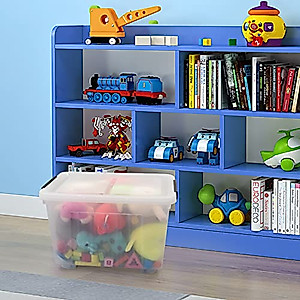 Wekioger Large Plastic Storage Box with Wheels, Set of 4, 32 Quart Latch Storage Bin