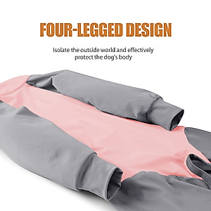 Pinellia Dog Recovery Suit, Abdominal Wound After Surgery Wear, Prevent Licking Wounds, E-Collar & Cone Alternatives, Long Sleeve Postoperative Shirts Dog Pajamas Prevent Shedding(Large, Pink)