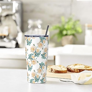 Yaxongx 20oz Tumbler Radiant Moonflower Double Wall Vacuum Insulated Coffee Mug with Lid and Metal Straw Brush Reusable Stainless Steel Water Bottle Travel Cup Gifts for Car Ice Drinks Hot Beverage