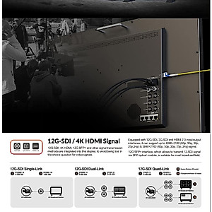 LILLIPUT Q28-ABBP-CC 28" 12G-SDI 12G-SDI and 4K HDMI 2.0 Professional Production Studio Monitor (Gold Mount) Quad-Split Multiview Display HDR and 3D-LUT Support with Carry-on case +Sunhood