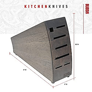 BUBBA Kitchen Knife Set for all your kitchen cutting needs with G10 Handles, Premium German Stainless Steel and a Parawood Knife Block.