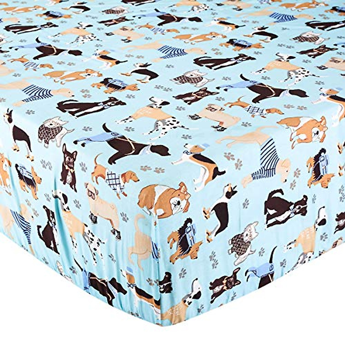 Crib Sheet - Fitted Crib Sheet Baby Sheet for Standard Crib and Toddler mattresses Nursery Bedding Sheet Crib Mattress Sheets for Boys and Girls 1 Pack Dog Toddler Sheet by UOMNY