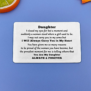 Birthday Card Daughter Engraved Wallet Card Daughter Gifts from Mom and Dad Inspirational Gift Encouragement Quotes Cards Daughter Birthday Gifts Love Note Wallet Insert Christmas Graduation Gift