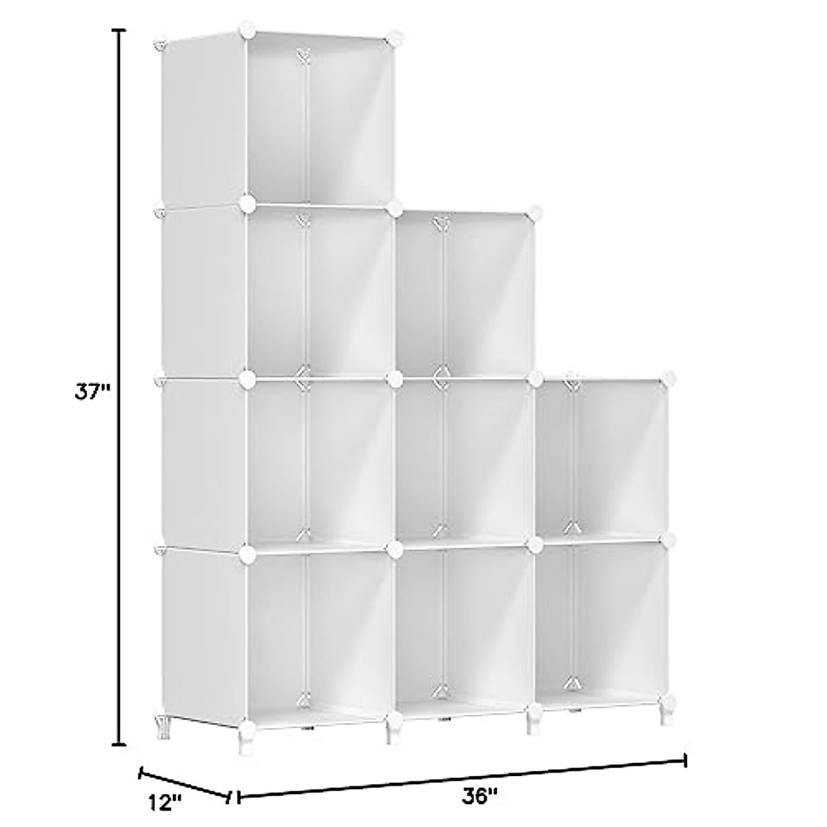 FUNLAX Cube Storage Shelf, 9 Storage Cubes Closet Organizers and Storage Portable Cube Storage Organizer Plastic Bookshelf Bookcase for Study Room, Bedroom, Office, White