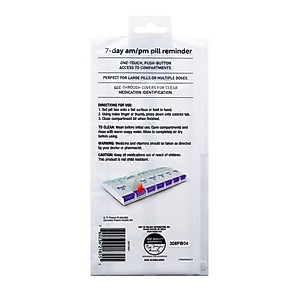 EZY DOSE Push Button (7-Day) Pill, Medicine, Vitamin Organizer | Weekly, 2 Times a Day, AM/PM | Large Compartments | Arthritis Friendly | Clear Lids