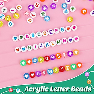 600pcs Letter Beads for Bracelets kit，Alphabet Beads for Jewelry Making Bracelets Necklaces Key Chains 4X7mm (C, White)