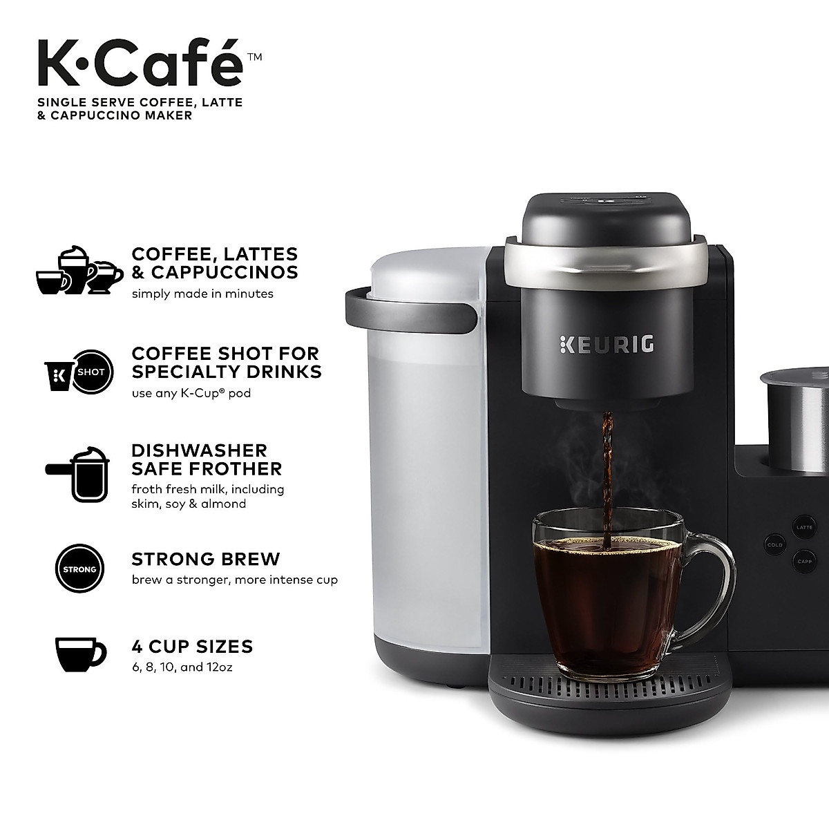 Keurig K-Cafe Single Serve K-Cup Coffee, Latte and Cappuccino Maker, Dark Charcoal & K-Mini Plus Single Serve K-Cup Pod Coffee Maker, Studio Gray