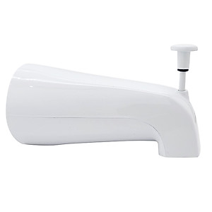 Westbrass E531D-1F-50 E531D-1F 5-1/4" Reach Wall Mount Tub Spout with Front Diverter, 1-Pack, Powder Coat White
